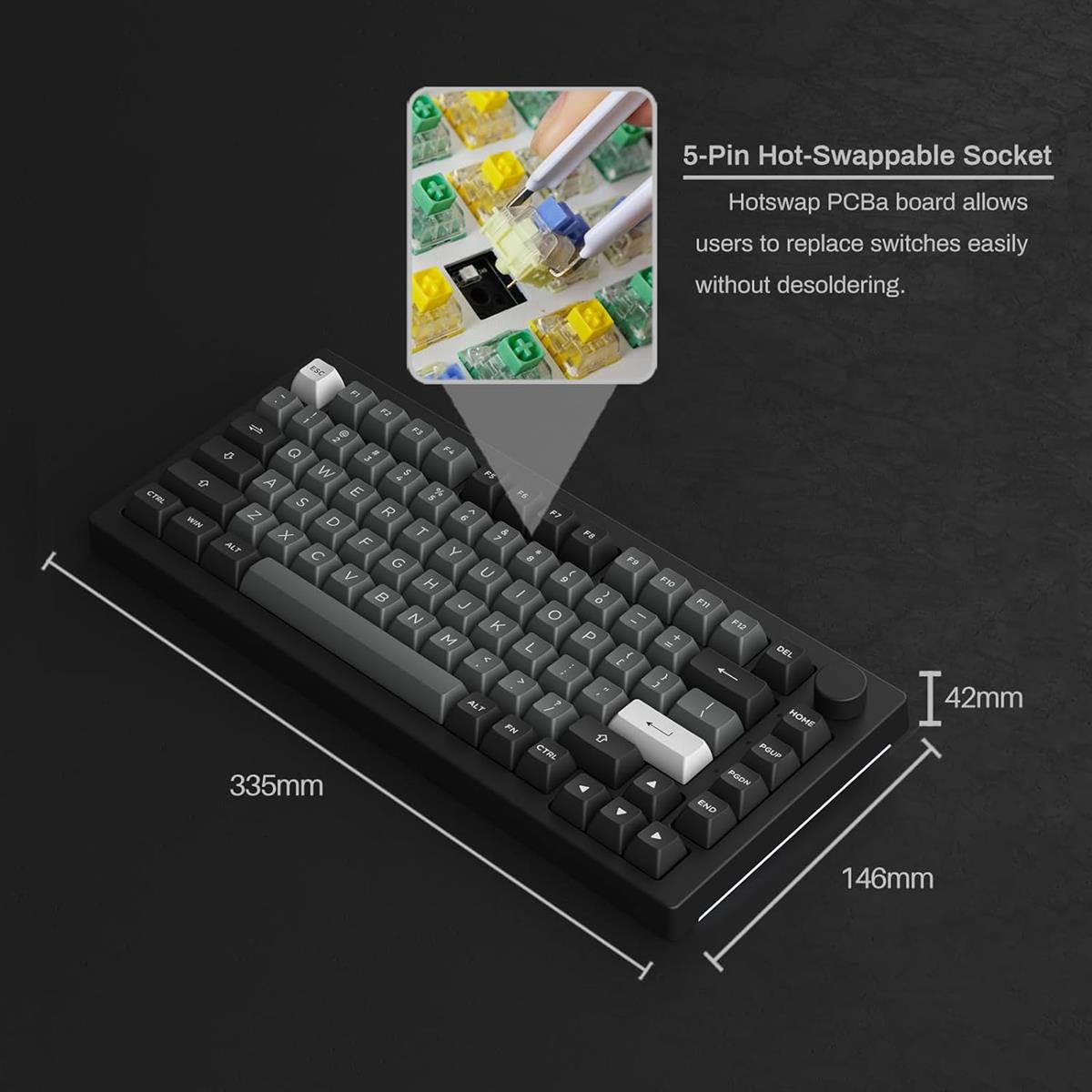 Akko 5075B Plus V2 Black & Silver (V3 Cream Yellow Pro Switches ...