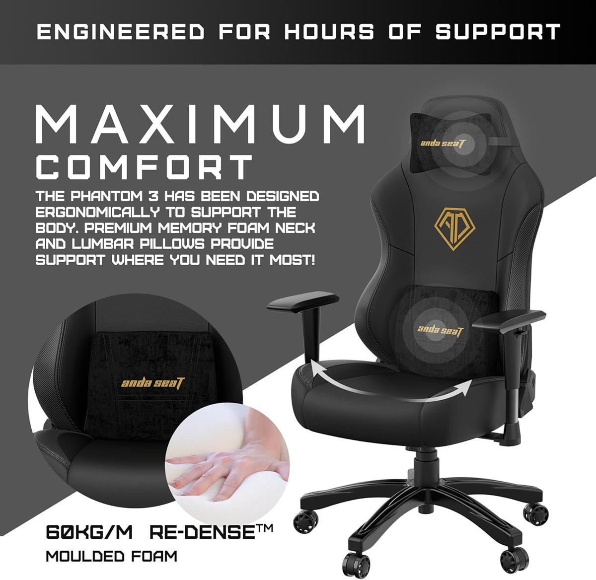 Anda Seat Phantom 3 Elegant Black | Gaming Chair | Price in Pakistan