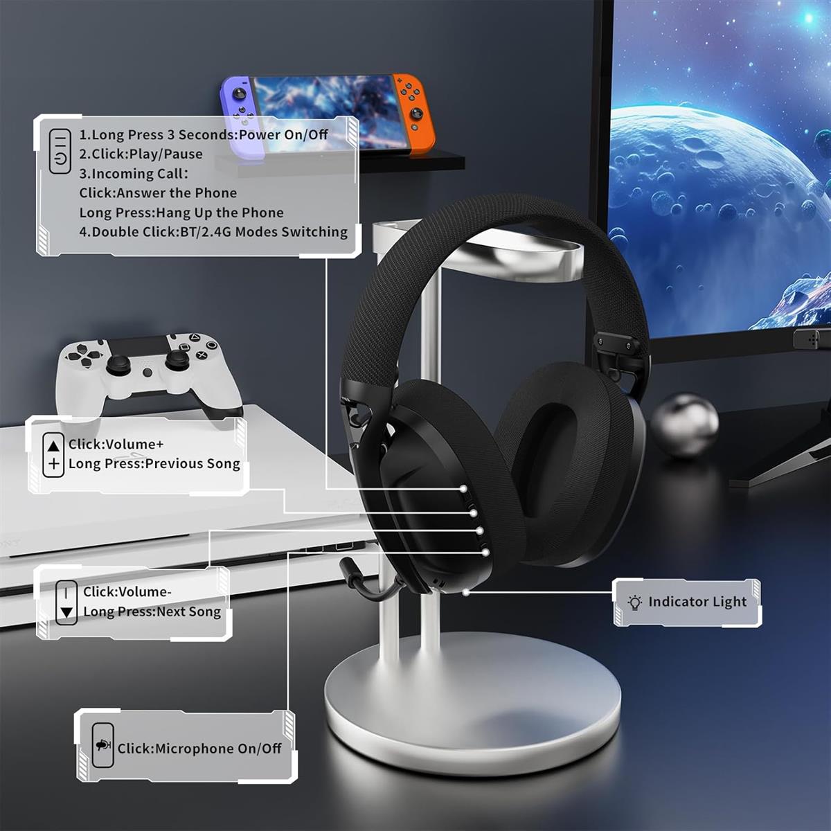 Attack Shark L80 Black | Wireless Gaming Headset | Price in Pakistan