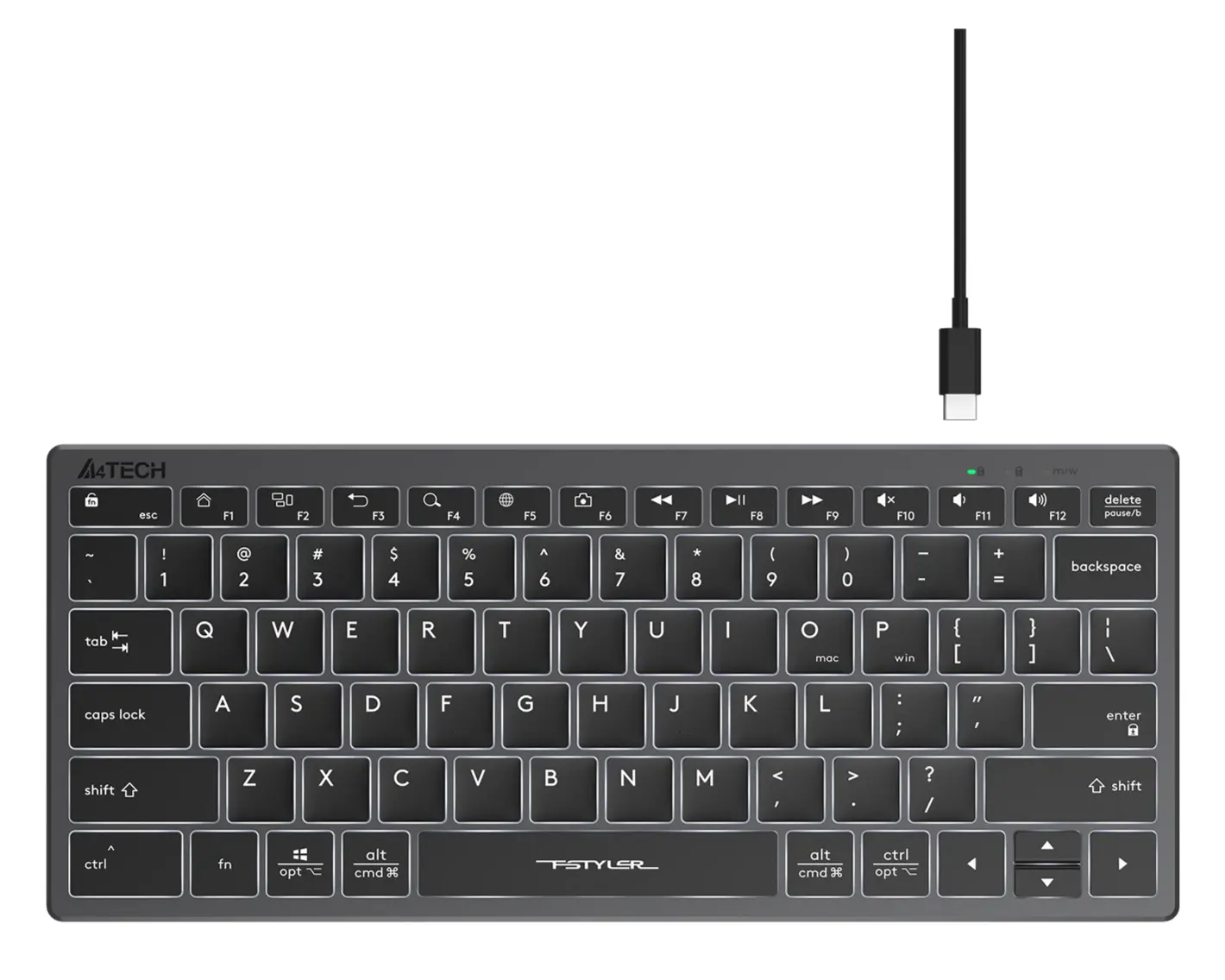A4Tech Fstyler FX61 Wired Scissor Switch Compact White Backlit Keyboard ...