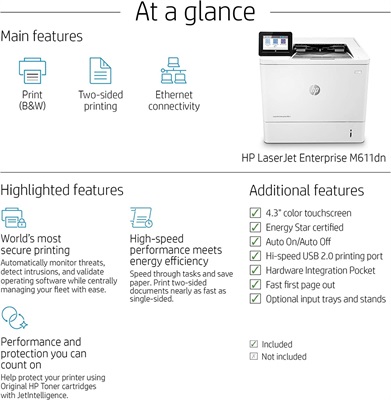 HP LaserJet Enterprise M611dn Printer
