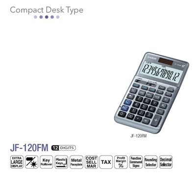 Casio JF-120FM 12-Digits Compact Desktop Calculator