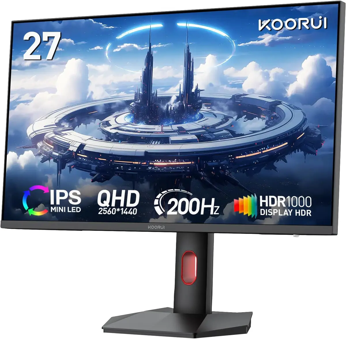 KOORUI Monitor, 27” Mini-LED IPS Panel 200Hz Gaming Monitor,1440P PiP ...