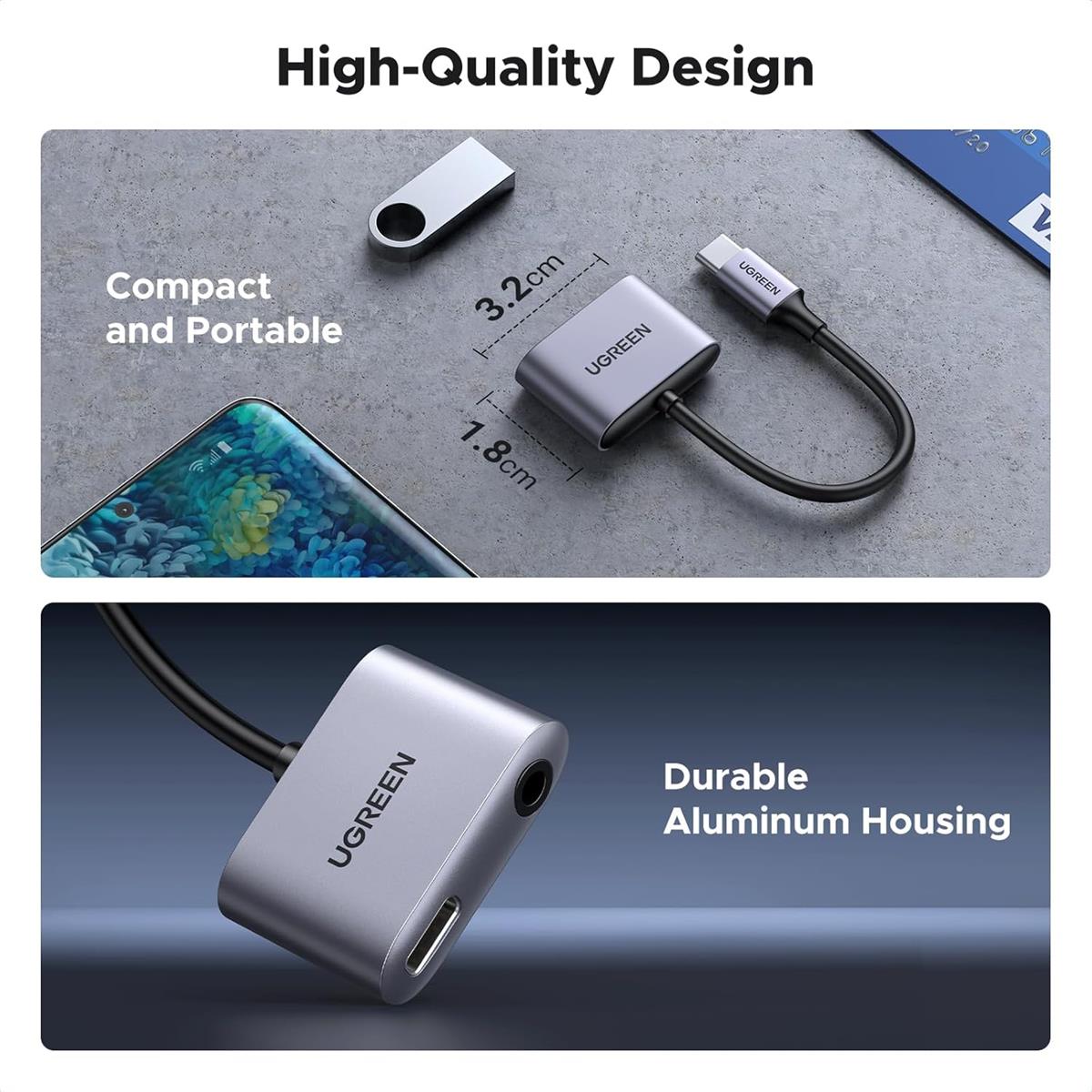 UGREEN USB C to 3.5mm Headphone and Charger Adapter 2 in 1 Type C to ...