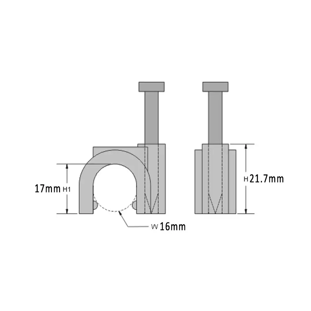 KSS NC-7N- 16mm Width Wire Clip with Steel Nail, White, Cable organizer ...