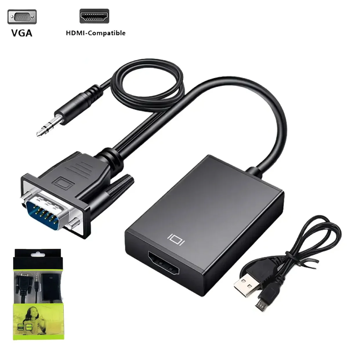 VGA To HDMI 1080P Adapter with 3.5mm Audio Output Jack in Pakistan for ...