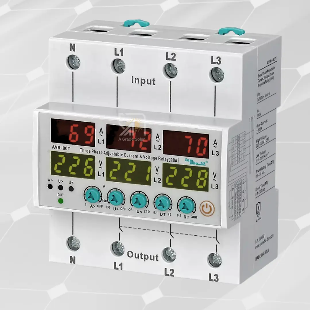TENSE 3 Phase Voltage Protector 63A (AVR-80T) – Over/Under Voltage ...