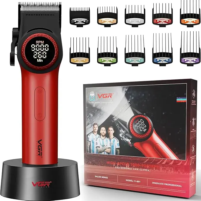 VGR V-001 Professional Salon Quality Hair Clipper | 𝟵𝟬𝟬𝟬 RPM High-Power DC Motor, 𝟑𝟎𝟎 Min ...