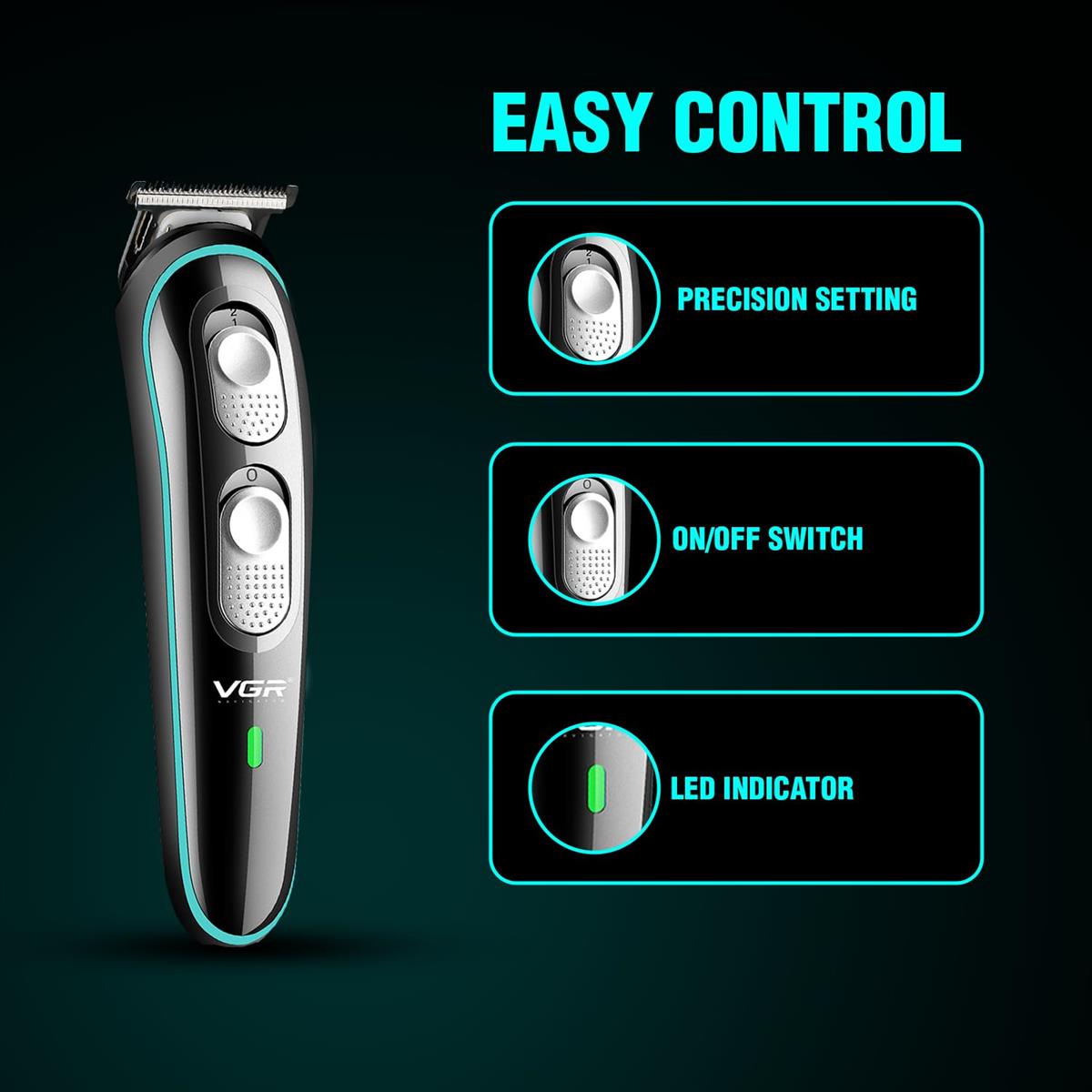 VGR V-055 Professional Cordless Rechargeable Beard Trimmer Clippers for Men