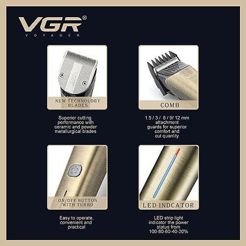 VGR V-669 Premium Metal Housing Salon Series Pro Li Outliner Cordless Hair Clipper with Dual ...
