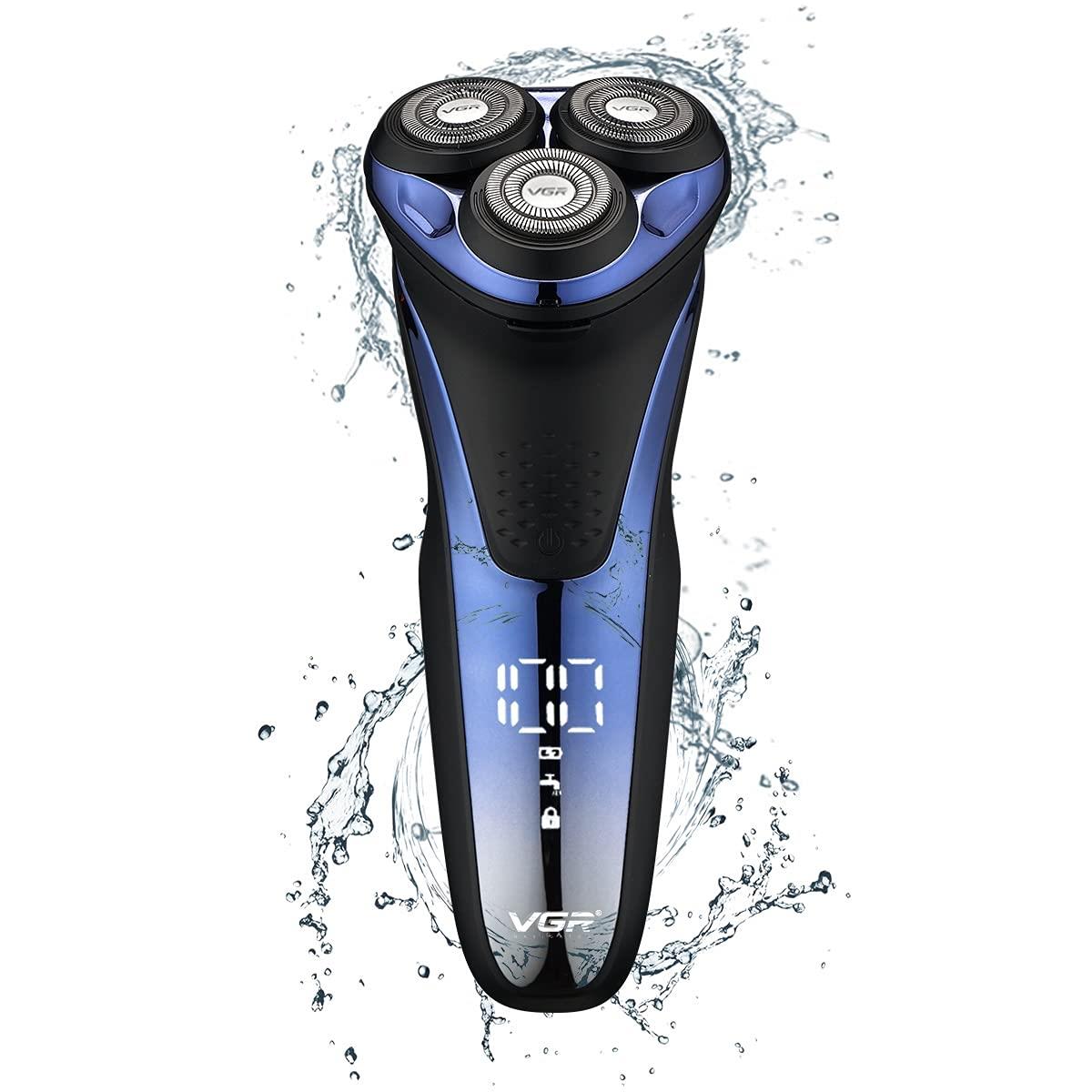 VGR V-306 Wet & Dry Premium Cordless Rechargeable IPX7 Fully Waterproof 3 Head Electric Shaver