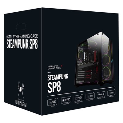 1stPlayer STEAMPUNK SP8 (Black) 0.8MM STEEL STRUCTURE ATX/M-ATX Gaming Case